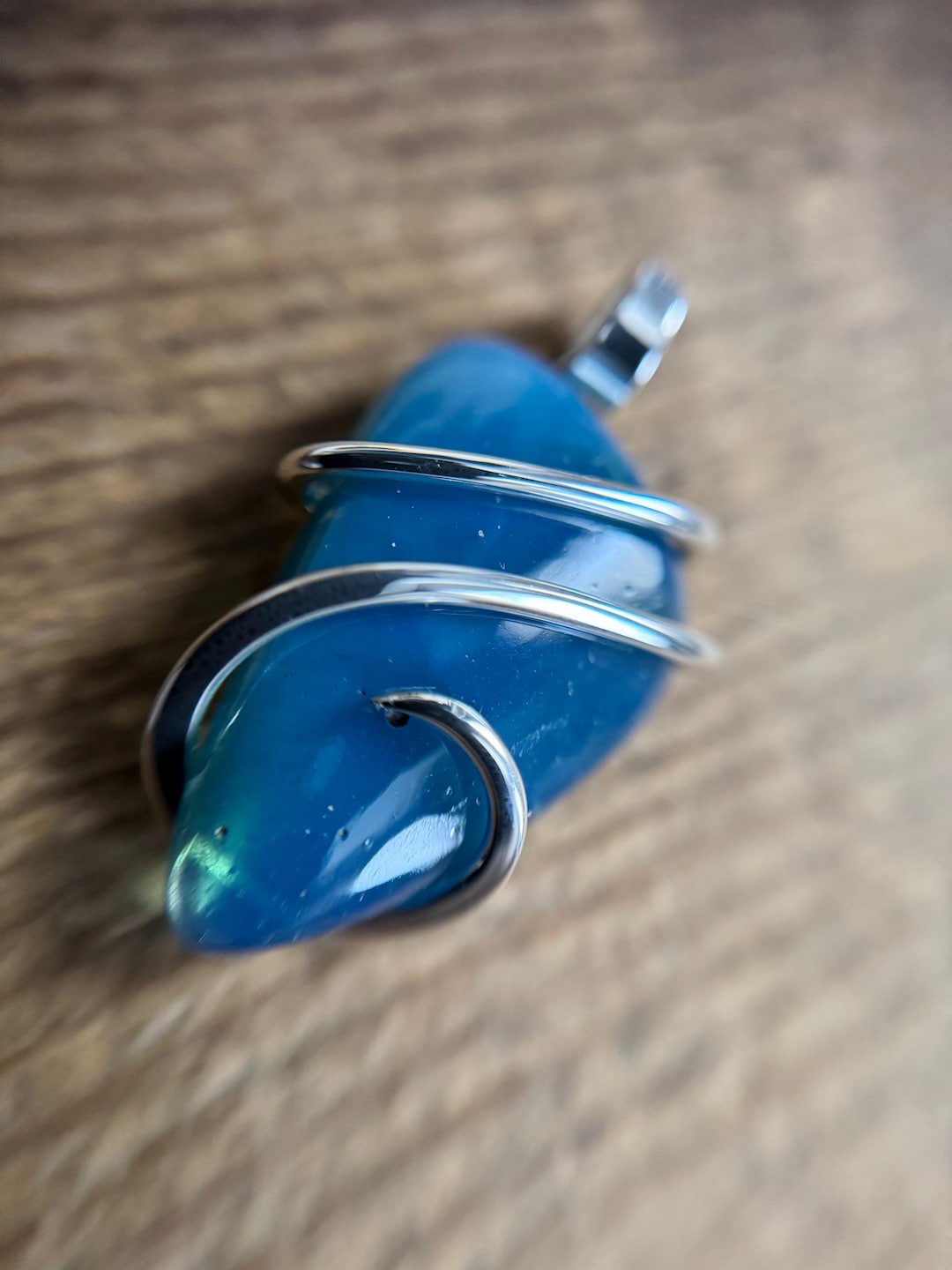 Swedish Blue Slag Glass in Sterling Silver Pendant - Etsy