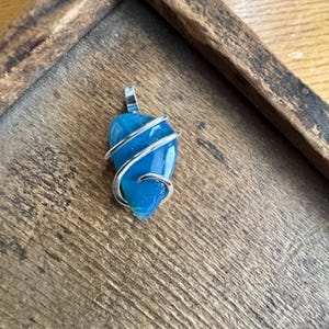 Swedish Blue Slag Glass in Sterling Silver Pendant - Etsy