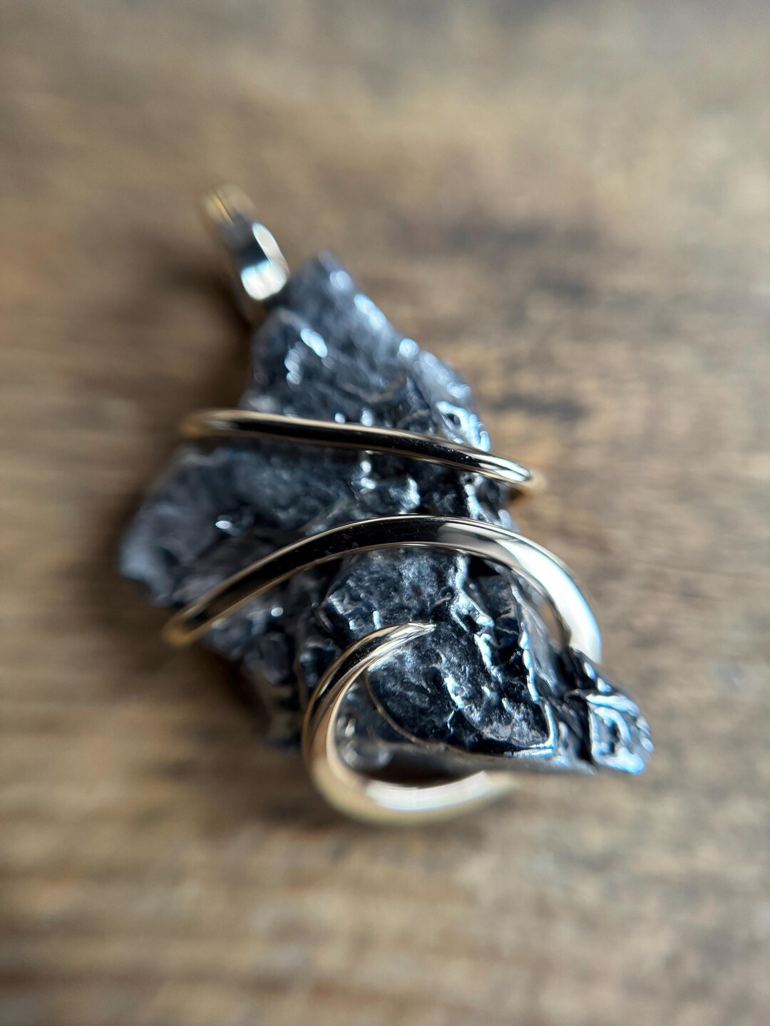 Meteorite in Forged 14k Gold Pendant - Etsy