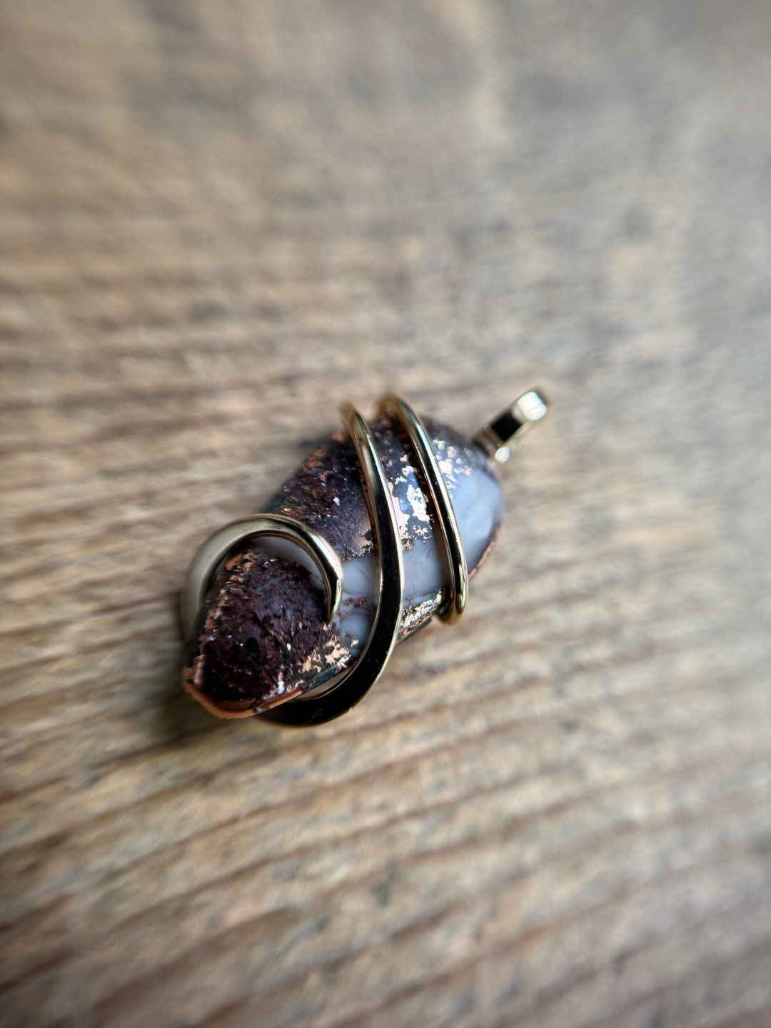 Copper in Agate Cabochon in 14k Gold Pendant - Etsy