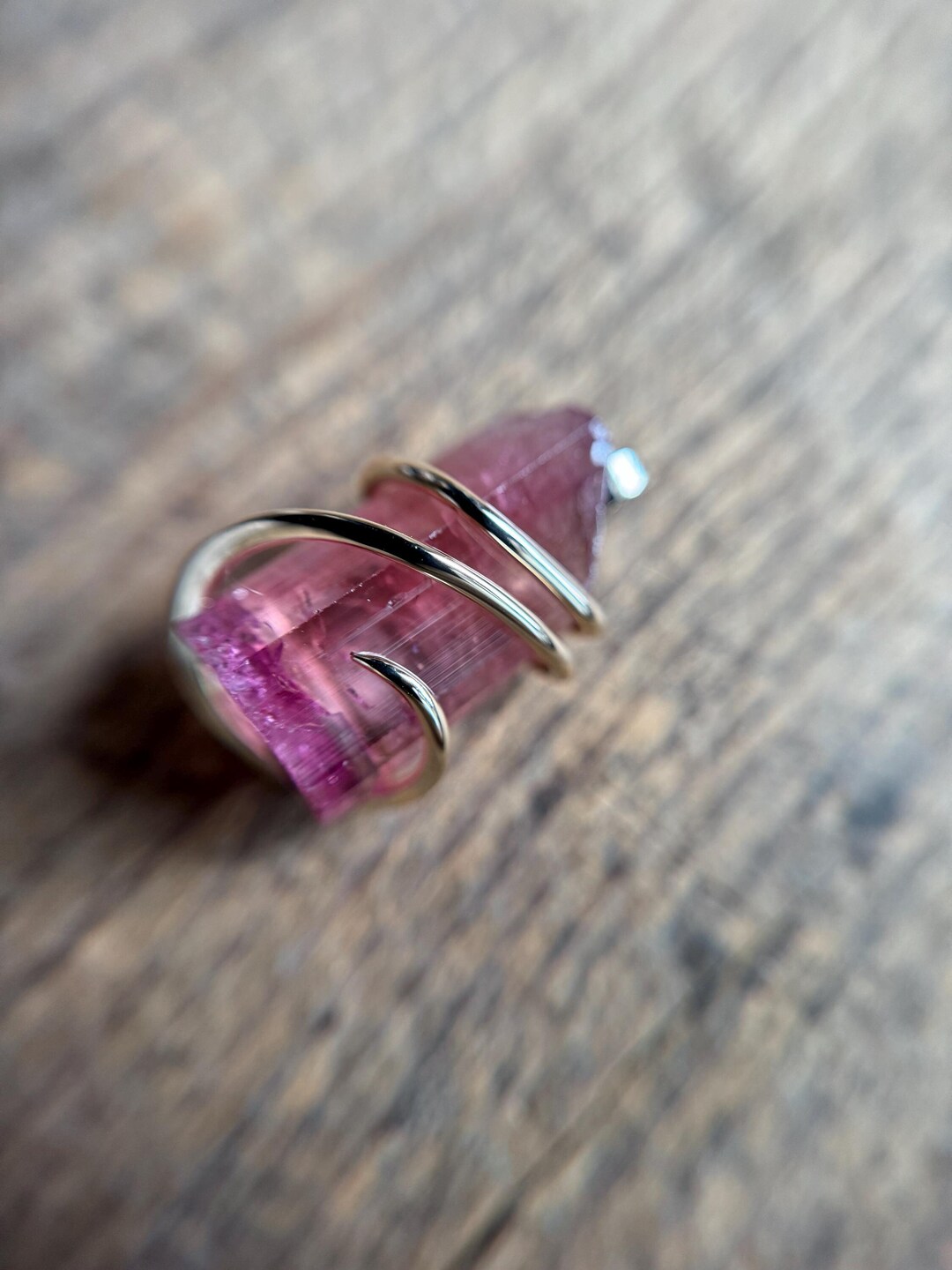 Pink Tourmaline Crystal in 14k Gold Pendant - Etsy