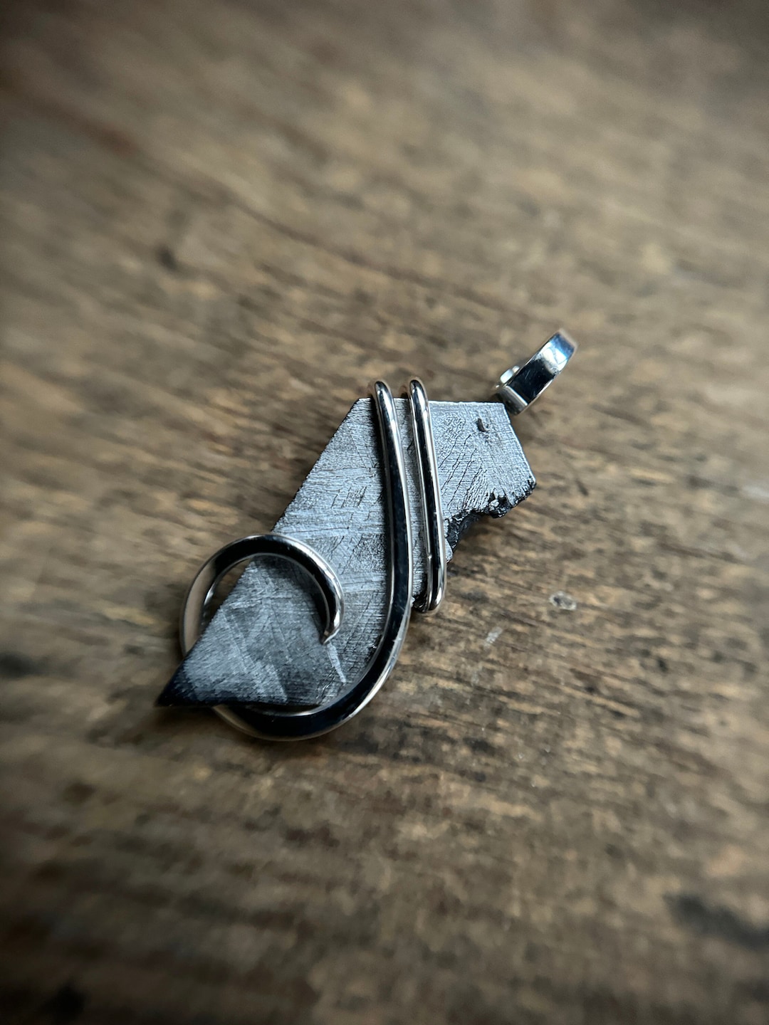 Meteorite in Forged Sterling Silver Pendant - Etsy