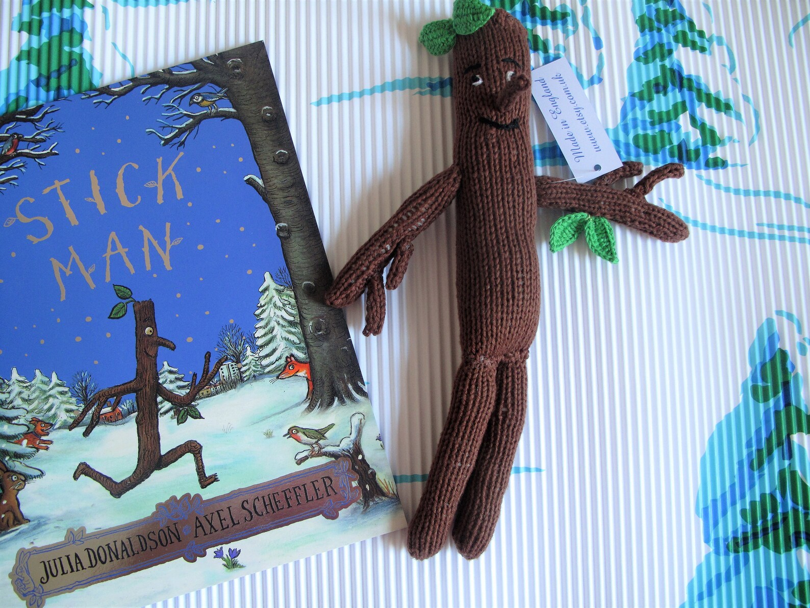 Hand Knitted Cotton Stick Man Soft Toy With Paperback Story | Etsy UK
