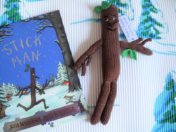 Hand Knitted Cotton Stick Man Soft Toy with Paperback Story | Etsy