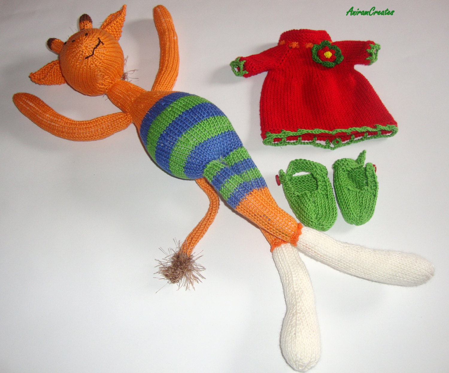Sam the Hand Knitted Cotton Striped Dressed Giraffe Soft Toy - Etsy