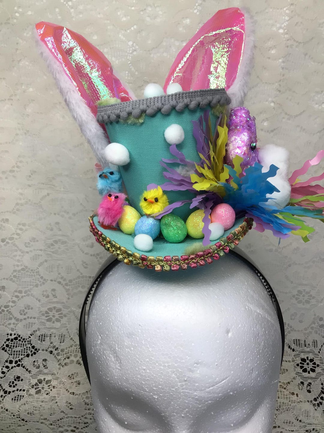Mini Top Hat Easter Bunny Fascinator Headband Egg Hunt Chick Spring - Etsy