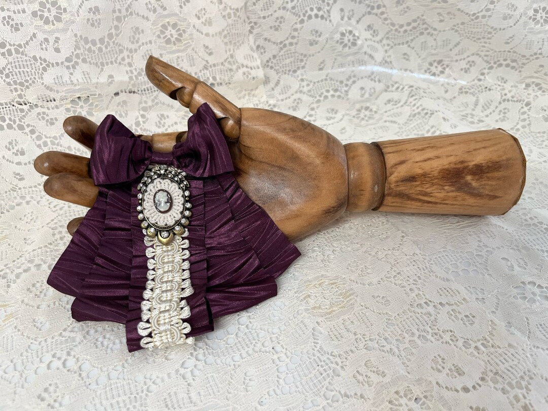 Handmade Victorian Style Collar Necklace Scarf Bow Tie Lapel Pin Brooch ...