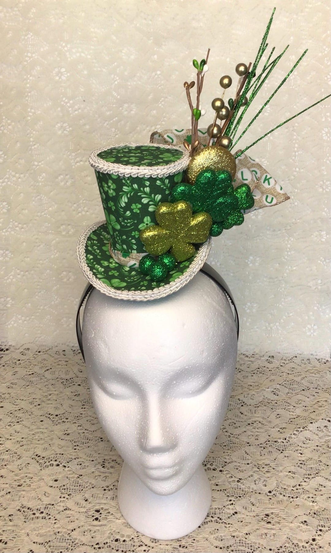 St Patrick's Day Mini Top Hat Headband - Lucky Clover Fascinator - Etsy
