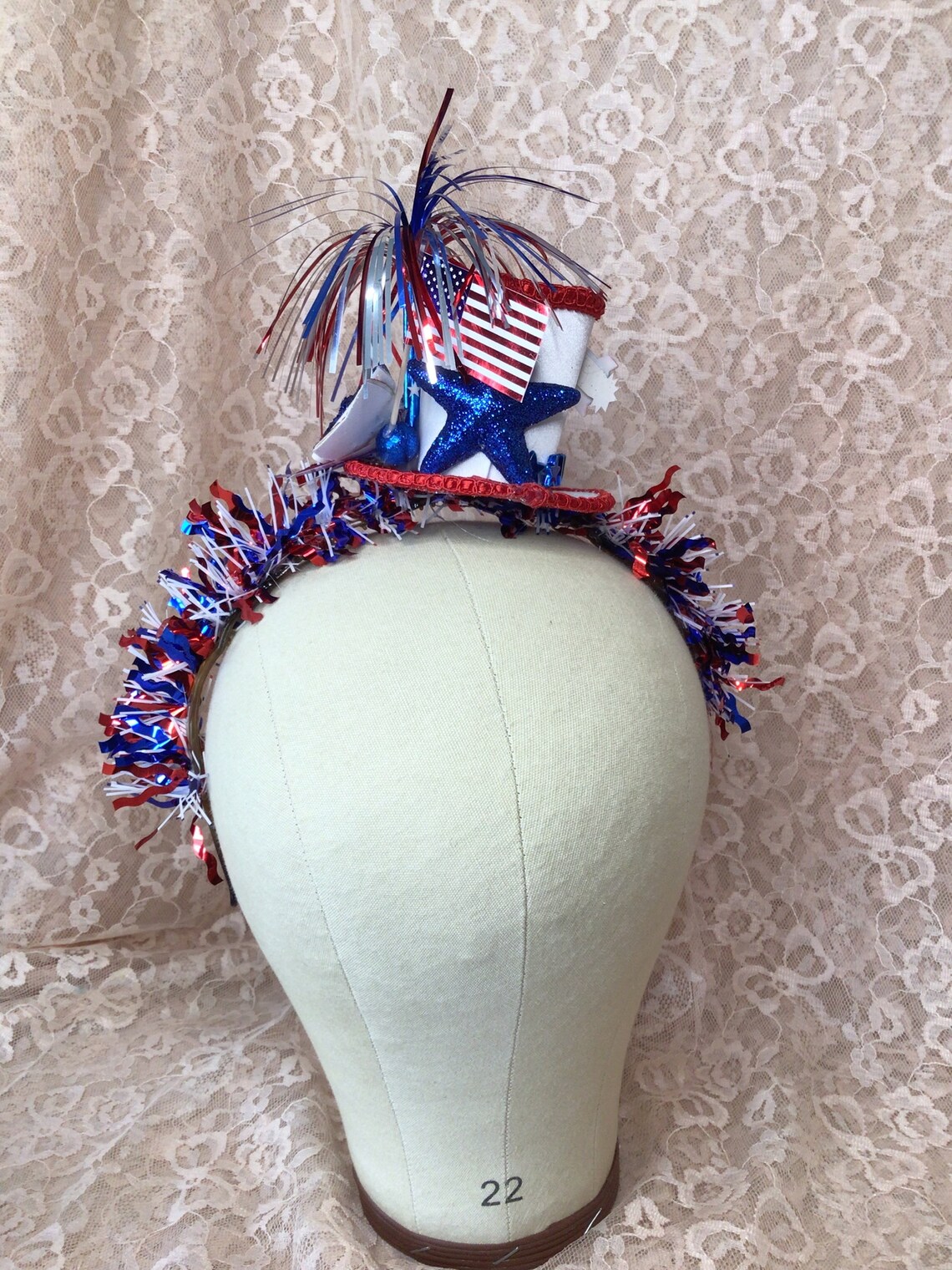 Headband Tiara Crown Mini Top Hat Bow July 4th Memorial Labor Veterans ...