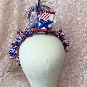 Headband Tiara Crown Mini Top Hat Bow July 4th Memorial Labor Veterans ...