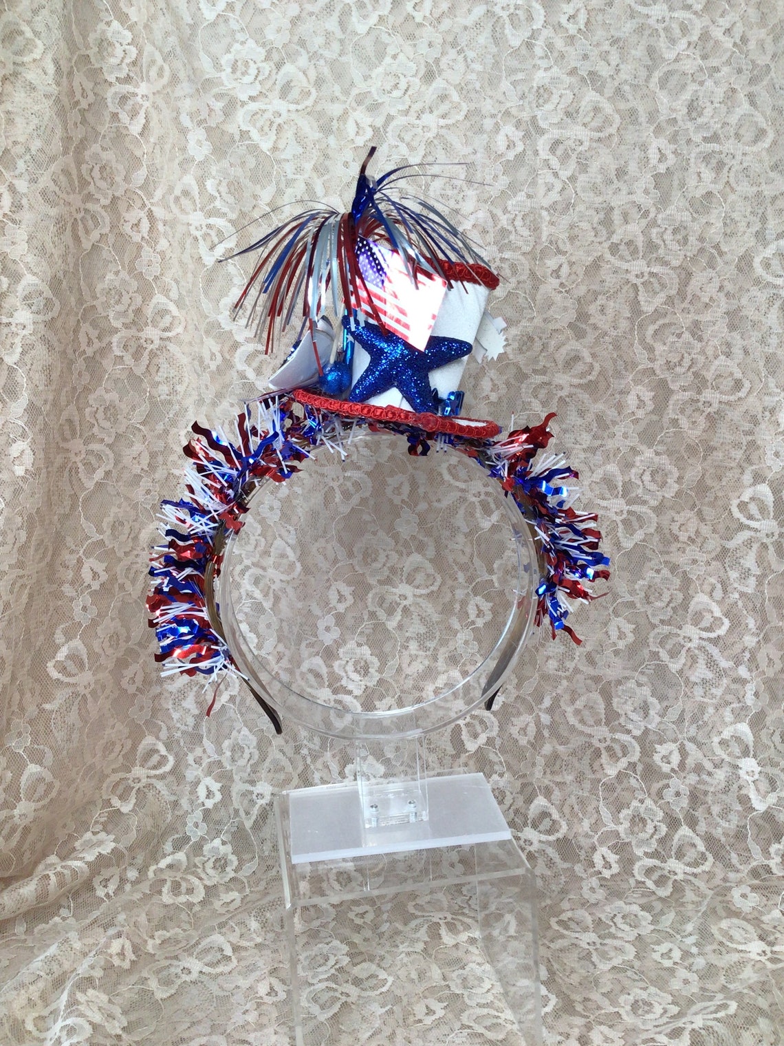 Headband Tiara Crown Mini Top Hat Bow July 4th Memorial Labor Veterans ...