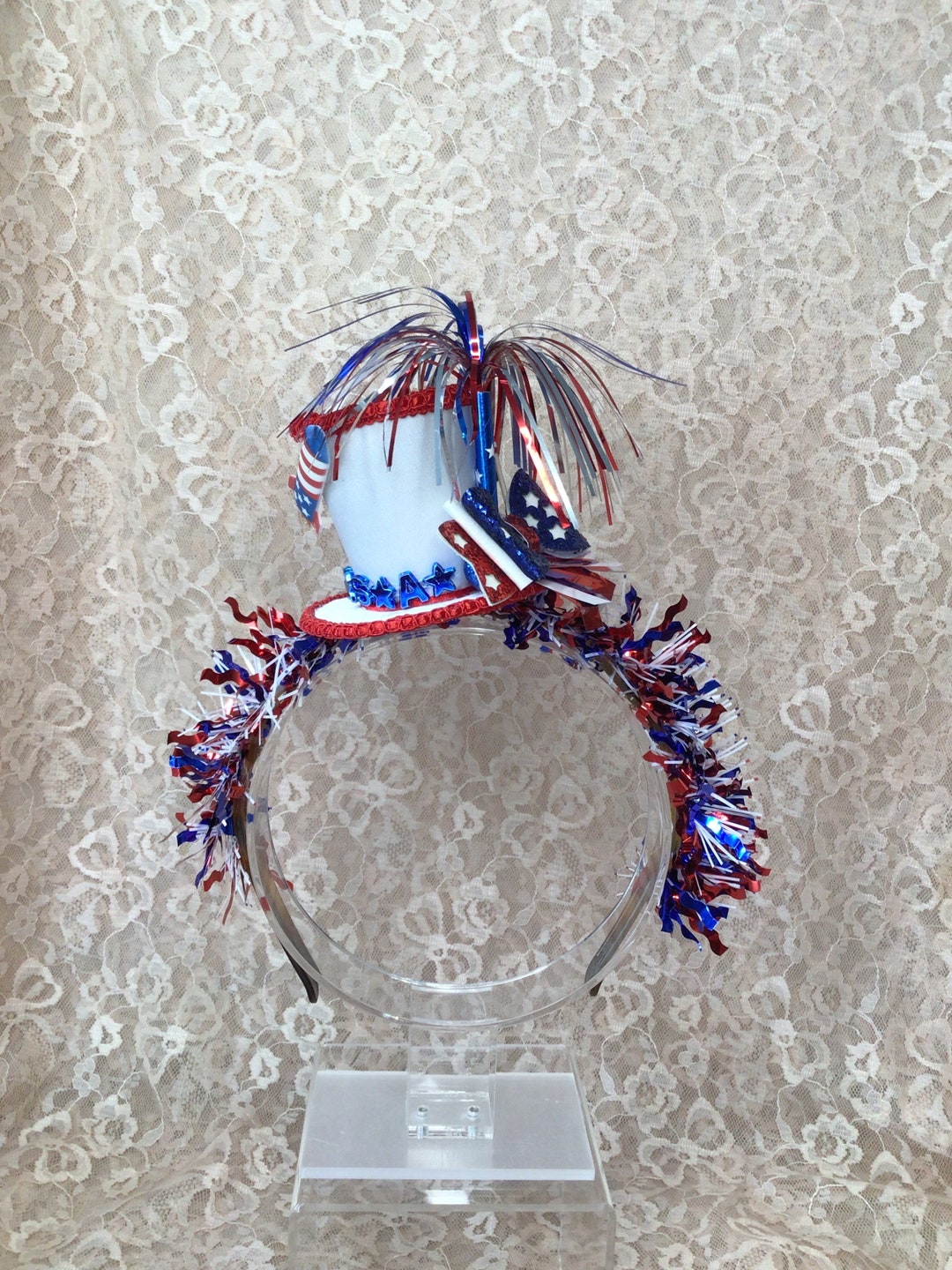 Headband Tiara Crown Mini Top Hat Bow July 4th Memorial Labor Veterans ...