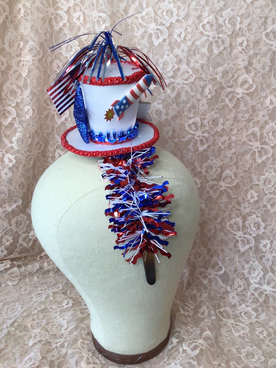 Headband Tiara Crown Mini Top Hat Bow July 4th Memorial Labor Veterans ...