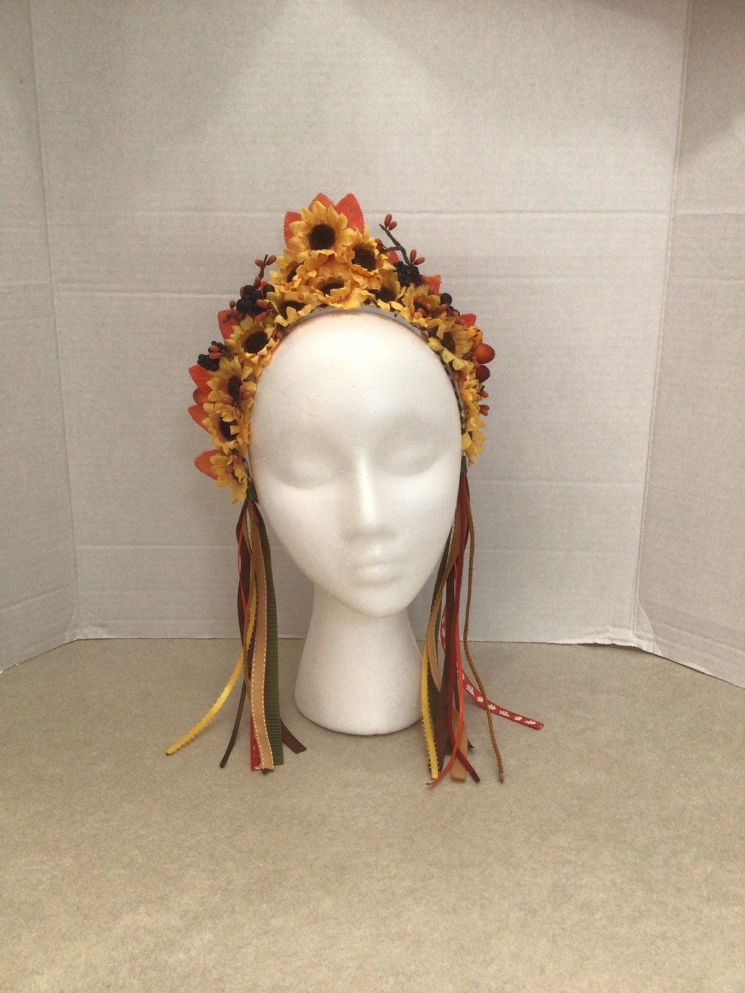 Flower Crown Autumn Headband Tiara Hat Fascinator Renaissance Fair Fall ...