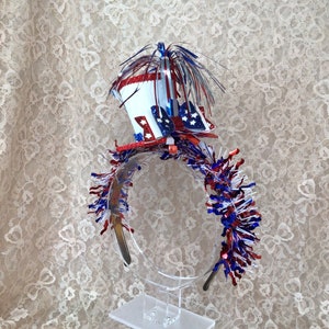 Headband Tiara Crown Mini Top Hat Bow July 4th Memorial Labor Veterans ...