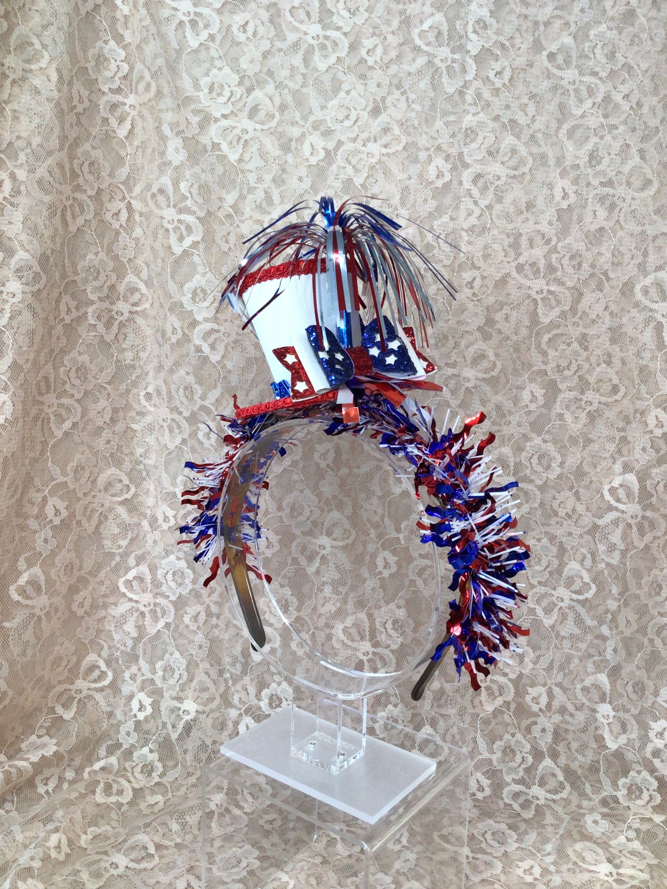 Headband Tiara Crown Mini Top Hat Bow July 4th Memorial Labor Veterans ...