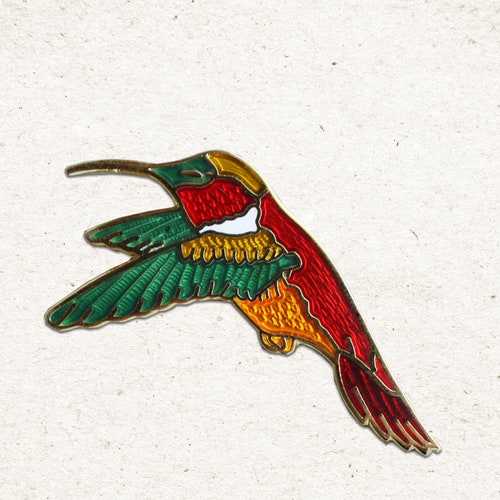 Black Chinned Hummingbird Hard Enamel Pin on Gold Metal - Etsy