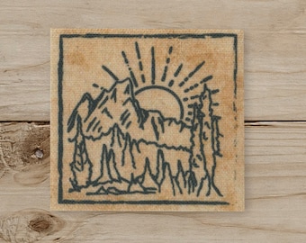 Mountain Drawing Hat Patch Iron on Patch Canvas Cascades - Etsy