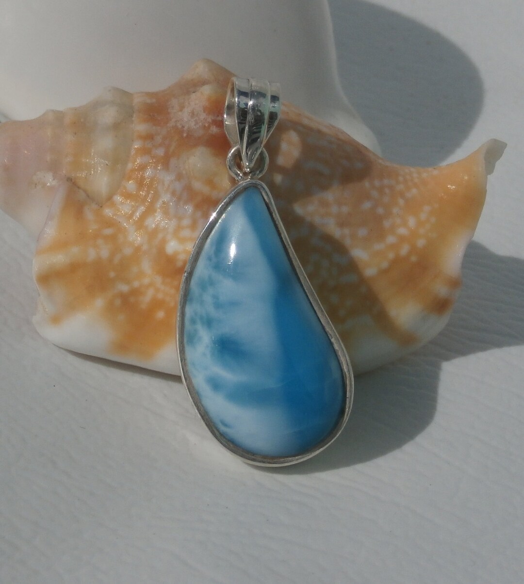 Larimar Stone Penant in Sterling Silver 925, Larimar Jewelry Handmade ...