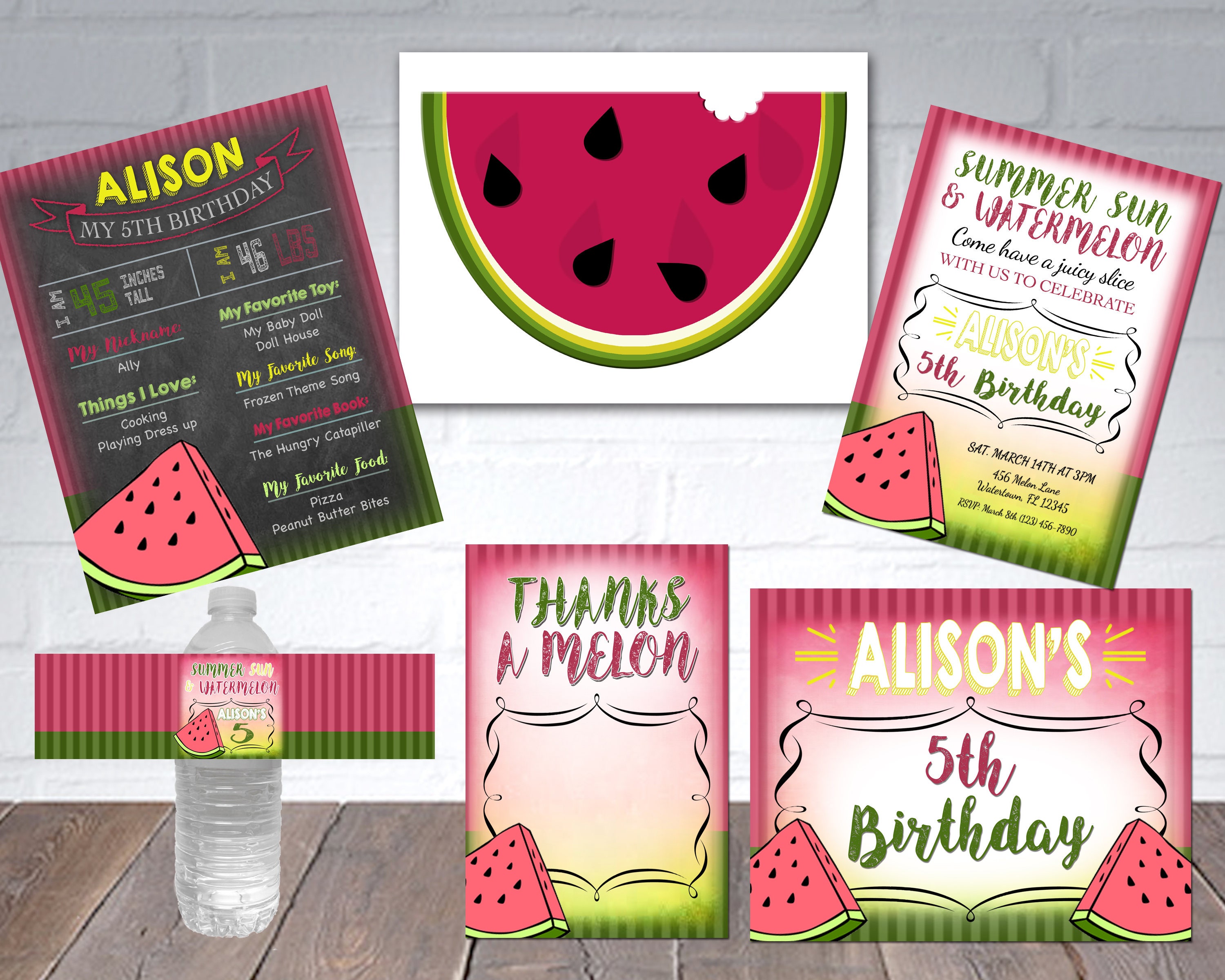 Watermelon Summer Theme Birthday Party Package Deal Digital Files - Etsy