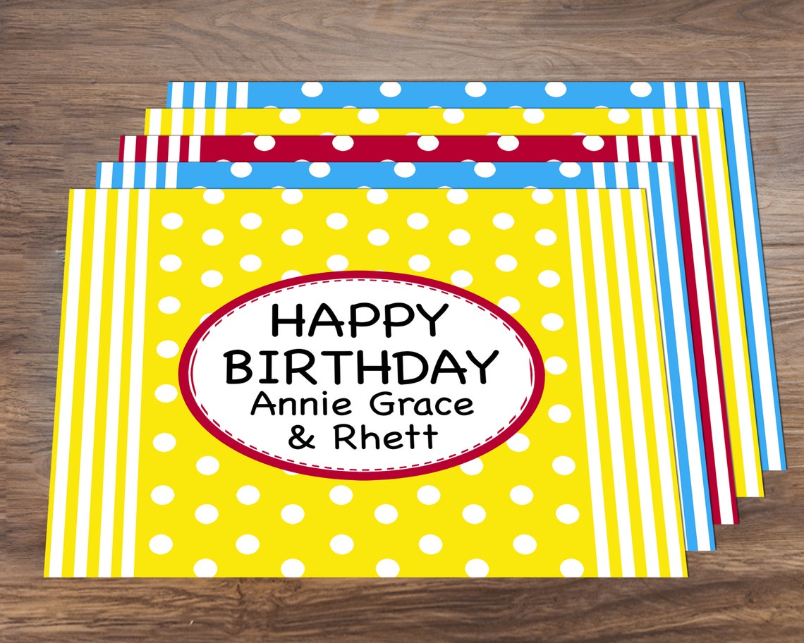 Primary Colors Birthday Party Digital Placemat - Etsy