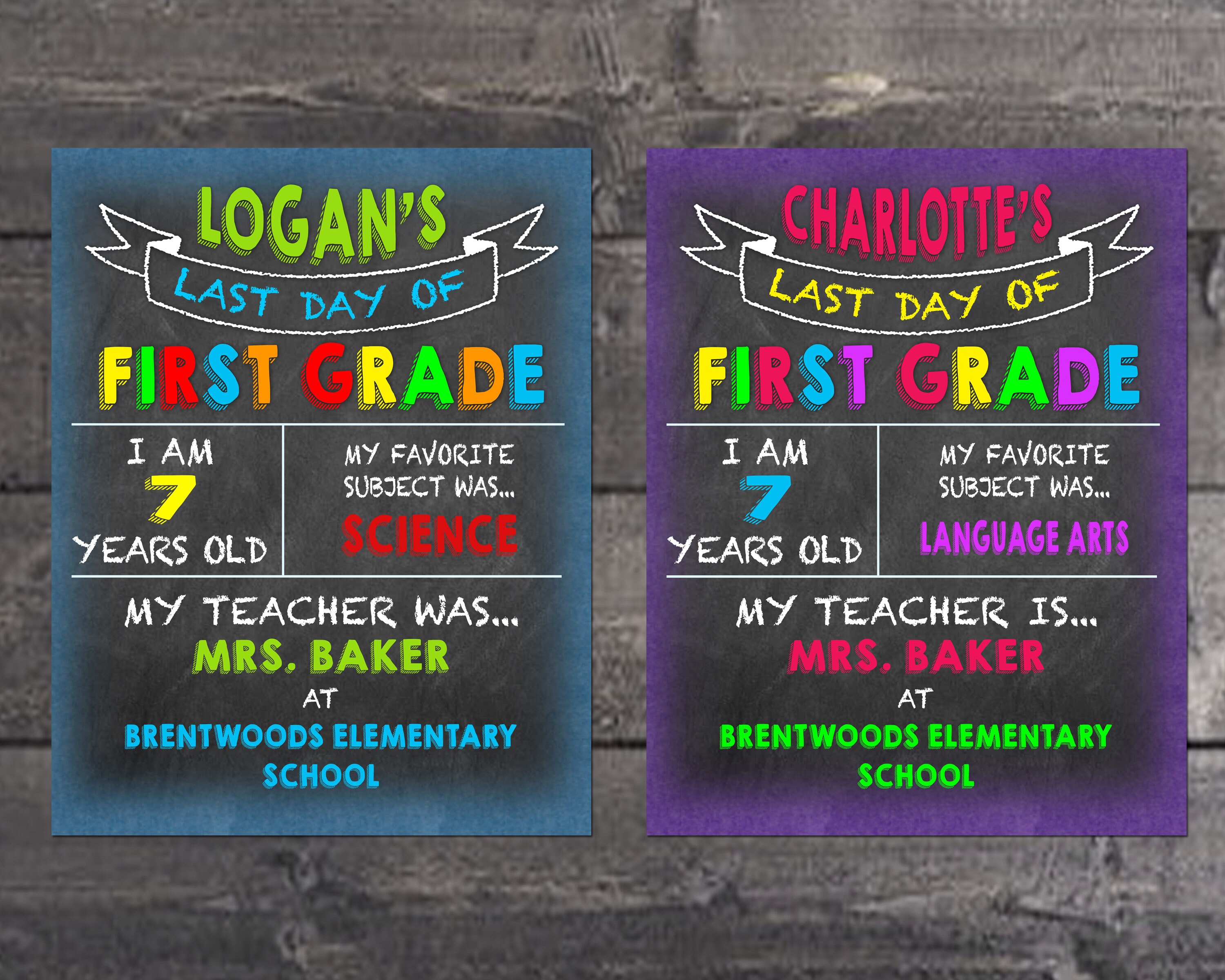 Back to School Chalkboard First and Last Day Digital File 11"x14" - Etsy