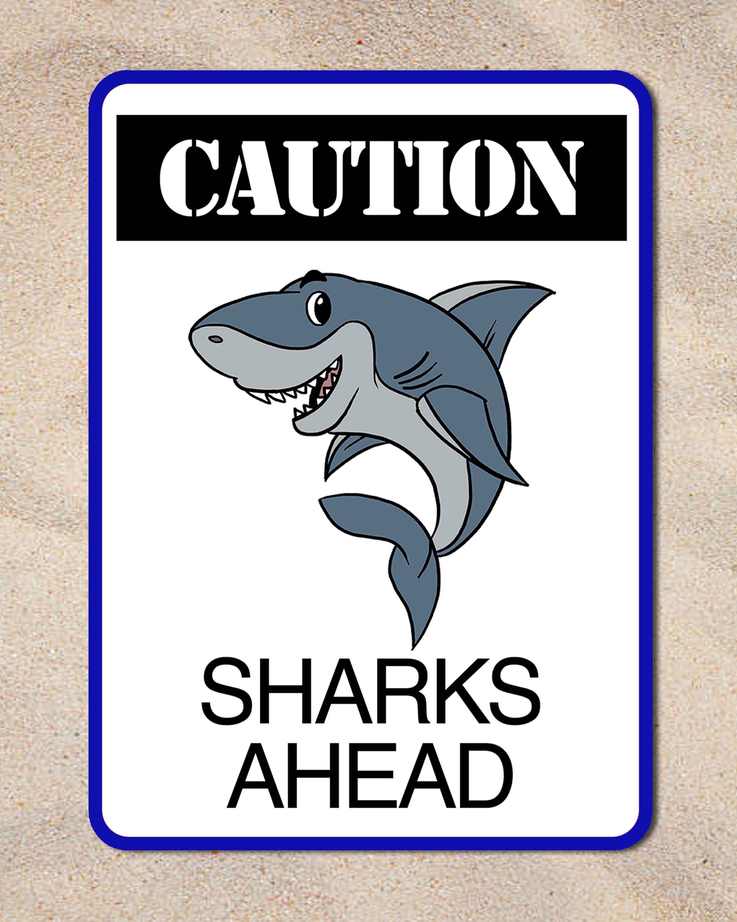 CAUTION Shark Theme Birthday Party Digital Sign - Etsy