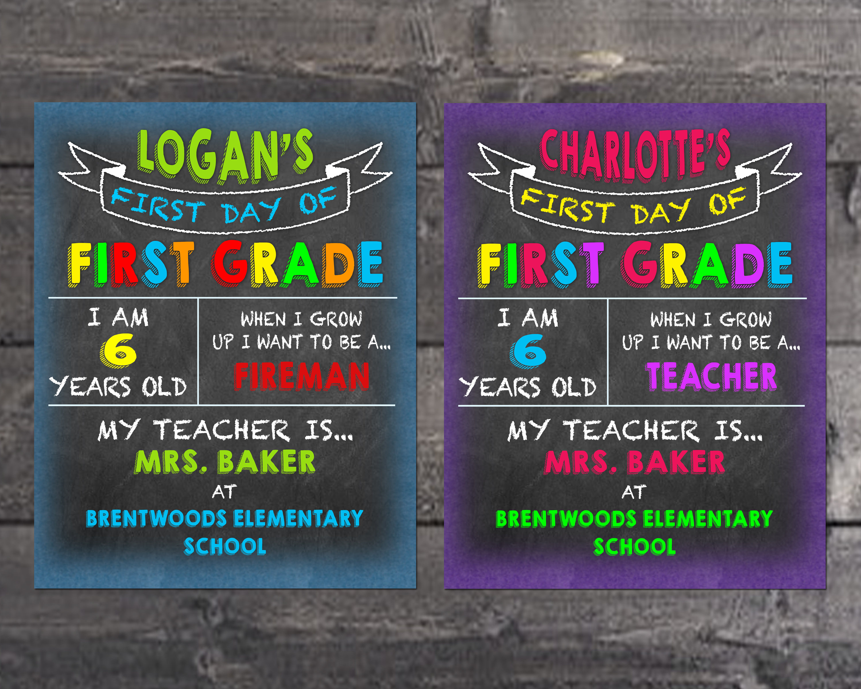 Back to School Chalkboard First and Last Day Digital File 11x14 - Etsy