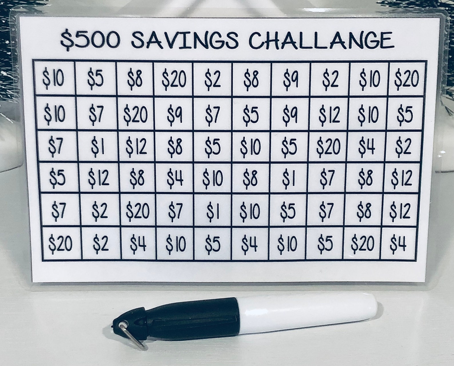 500 Dollar Savings Challenge Log Card - Etsy