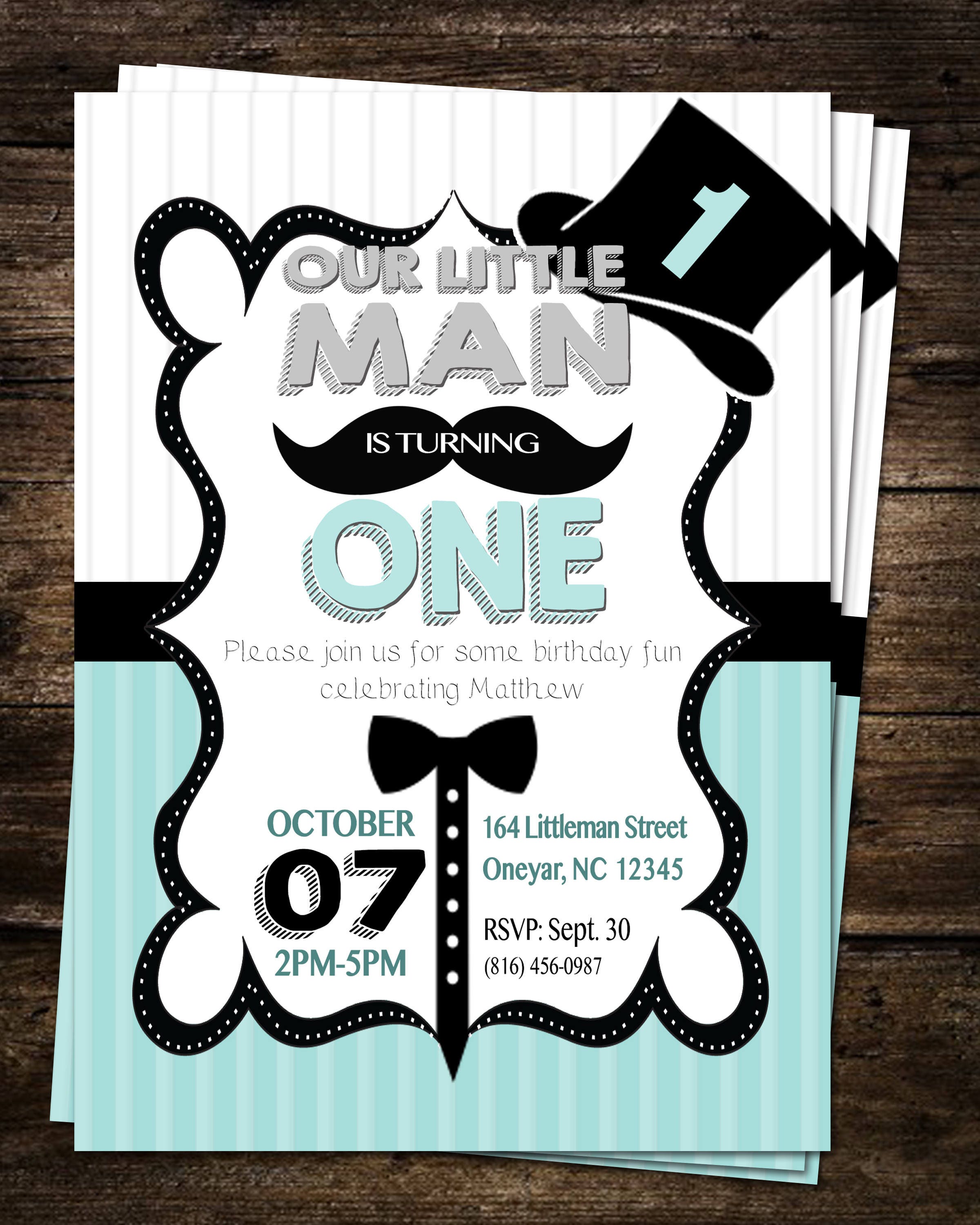 Little Man Mustache Invitations