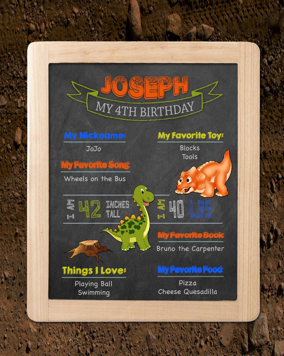 Dinosaur Theme Birthday Party Digital Chalkboard "about Me" - Etsy