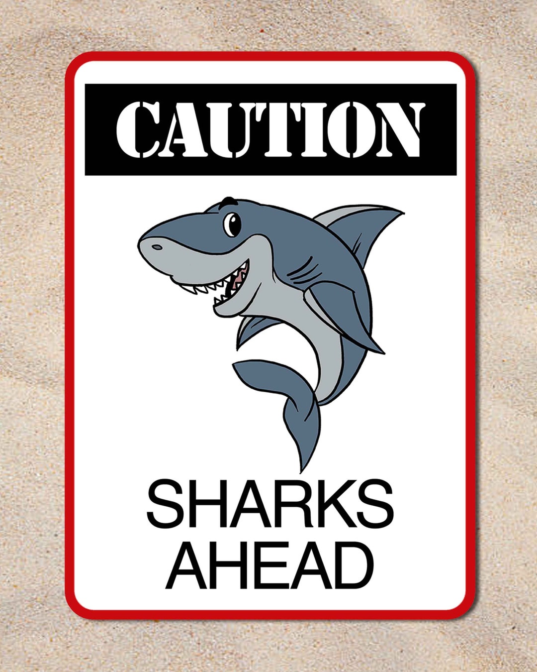 CAUTION Shark Theme Birthday Party Digital Sign - Etsy