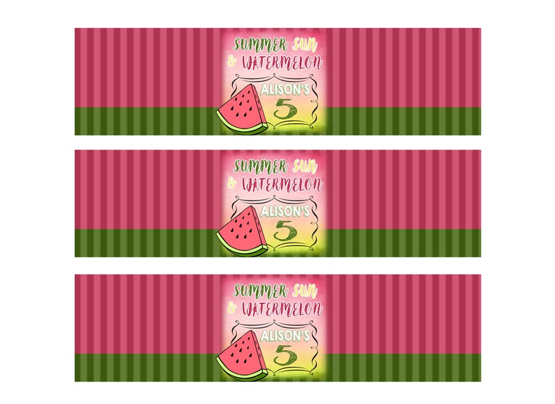 Watermelon Summer Theme Birthday Party Digital Water Bottle Label - Etsy