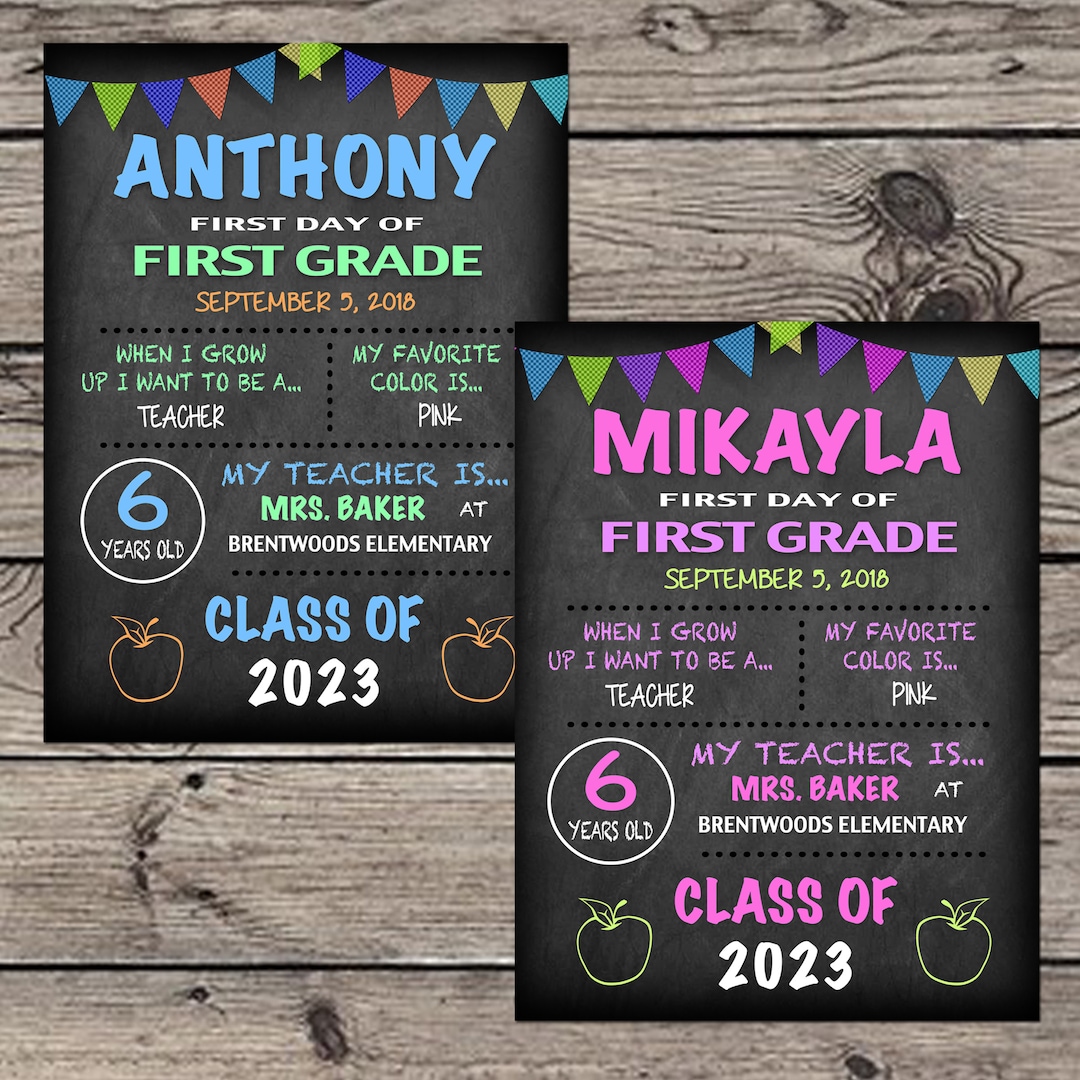 Back to School Chalkboard First Day Digital File 12"x16" - Etsy