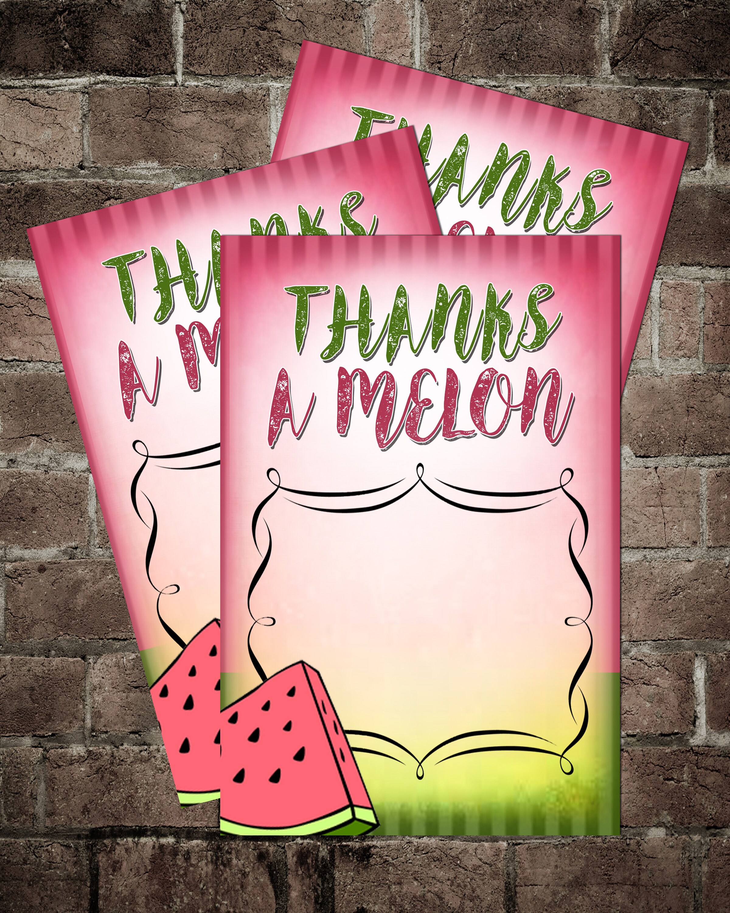 Watermelon Summer Theme Birthday Party Digital Thank You Card - Etsy