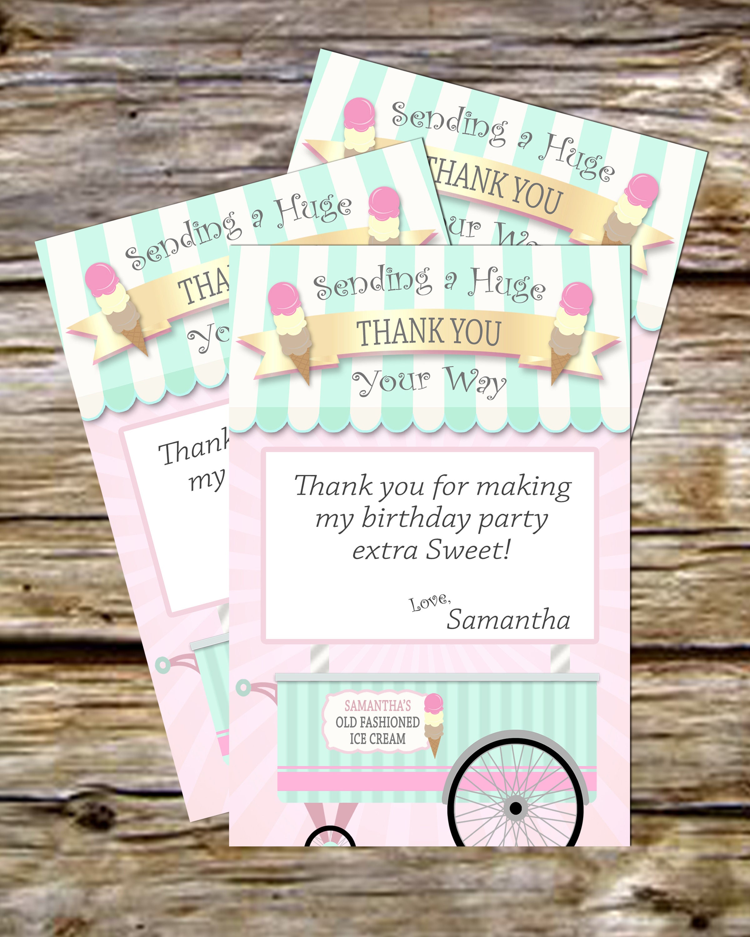 Ice Cream Party Digital Invite and Thank You Card - Etsy