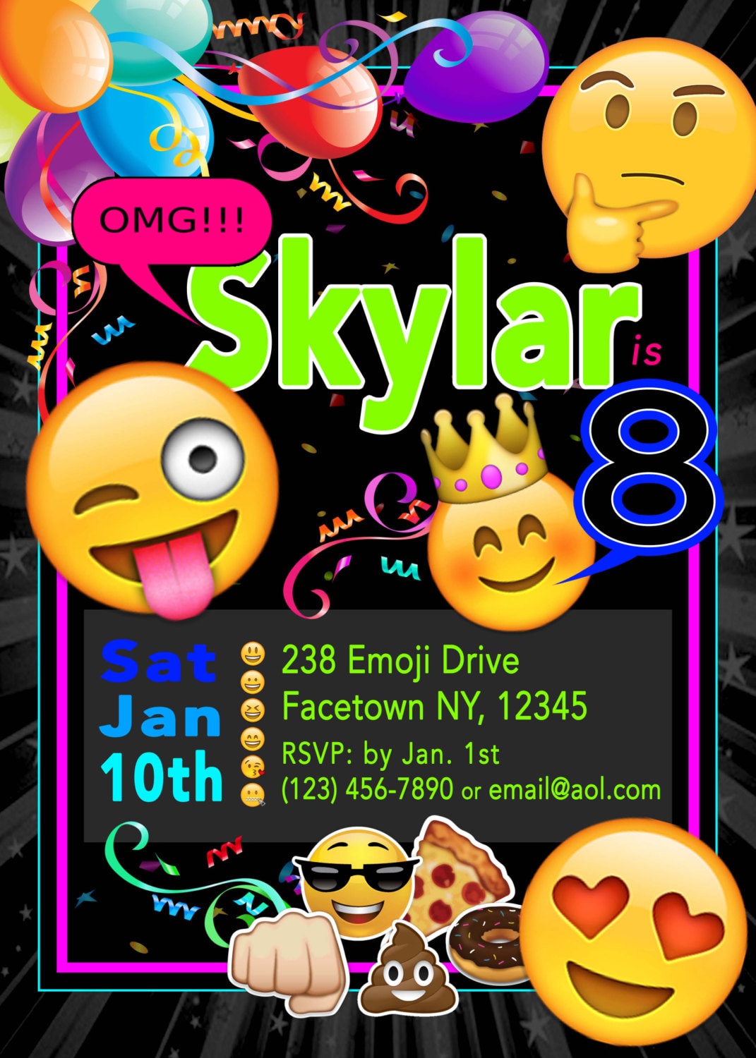 Digital File Emoji Party Invitation - Etsy