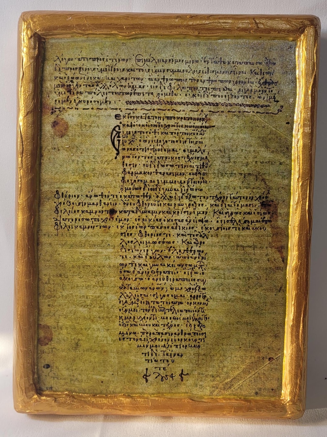 Hippocratic Oath Cross Old Writing Greek Letters Icon Art on Thick Wood ...