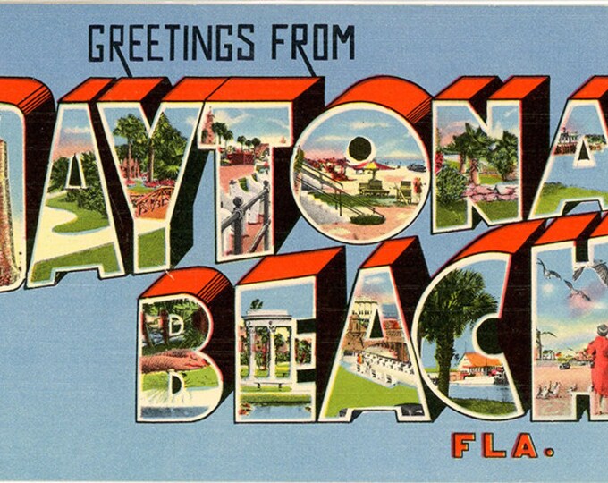 Daytona Beach Florida Large Letter Vintage Postcard unused - Etsy