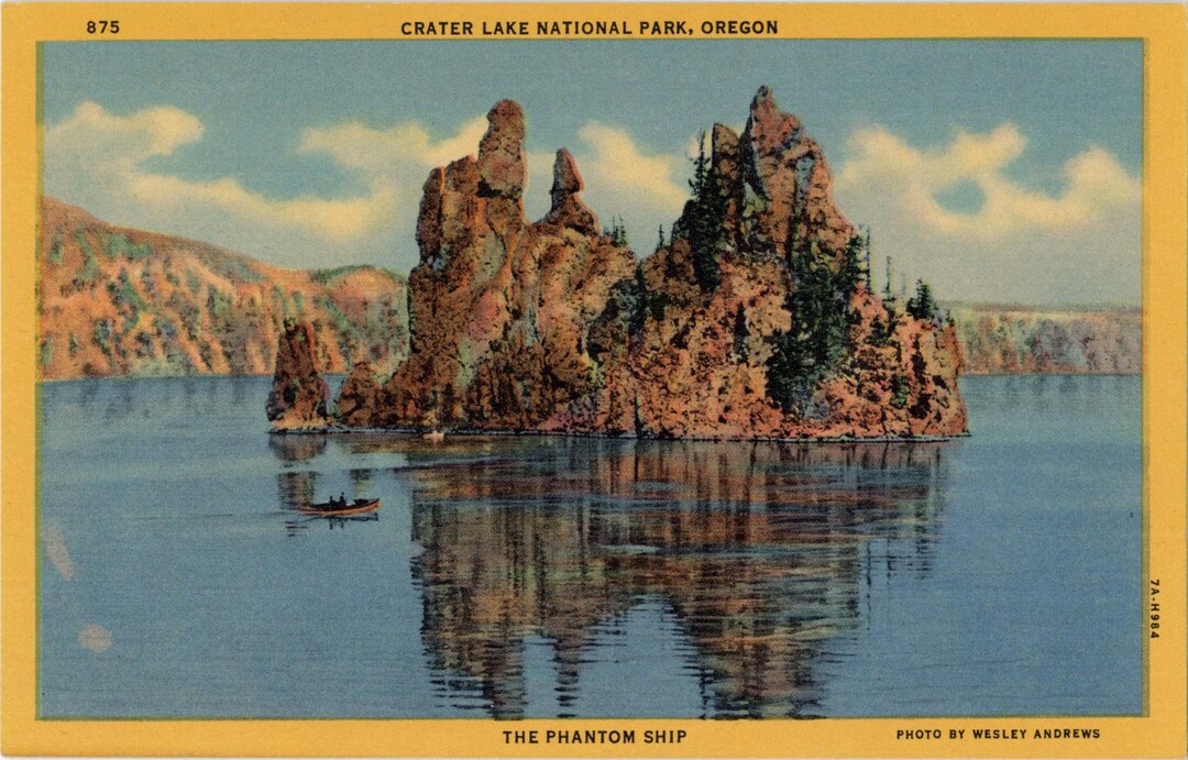 Phantom Ship Crater Lake National Park Oregon Vintage Postcard (unused ...