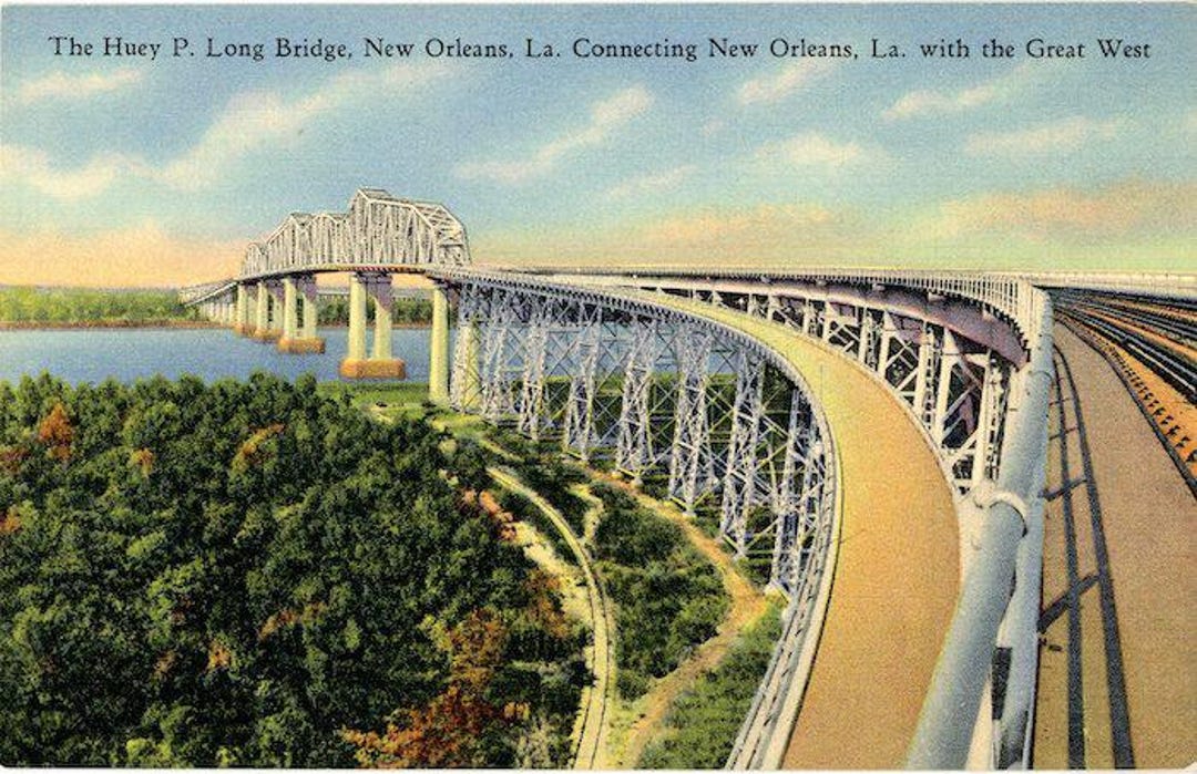 New Orleans Louisiana Huey P Long Bridge Vintage Postcard (unused) - Etsy