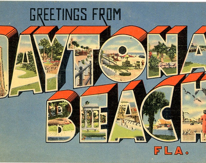 Daytona Beach Florida Large Letter Vintage Postcard (unused) - Etsy
