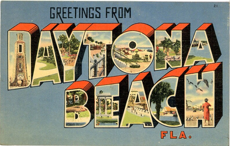 Daytona Beach Florida Large Letter Vintage Postcard unused - Etsy