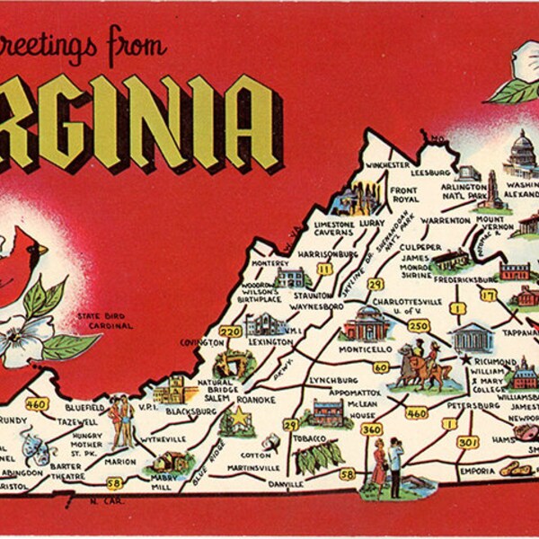 Virginia Postcards - Etsy