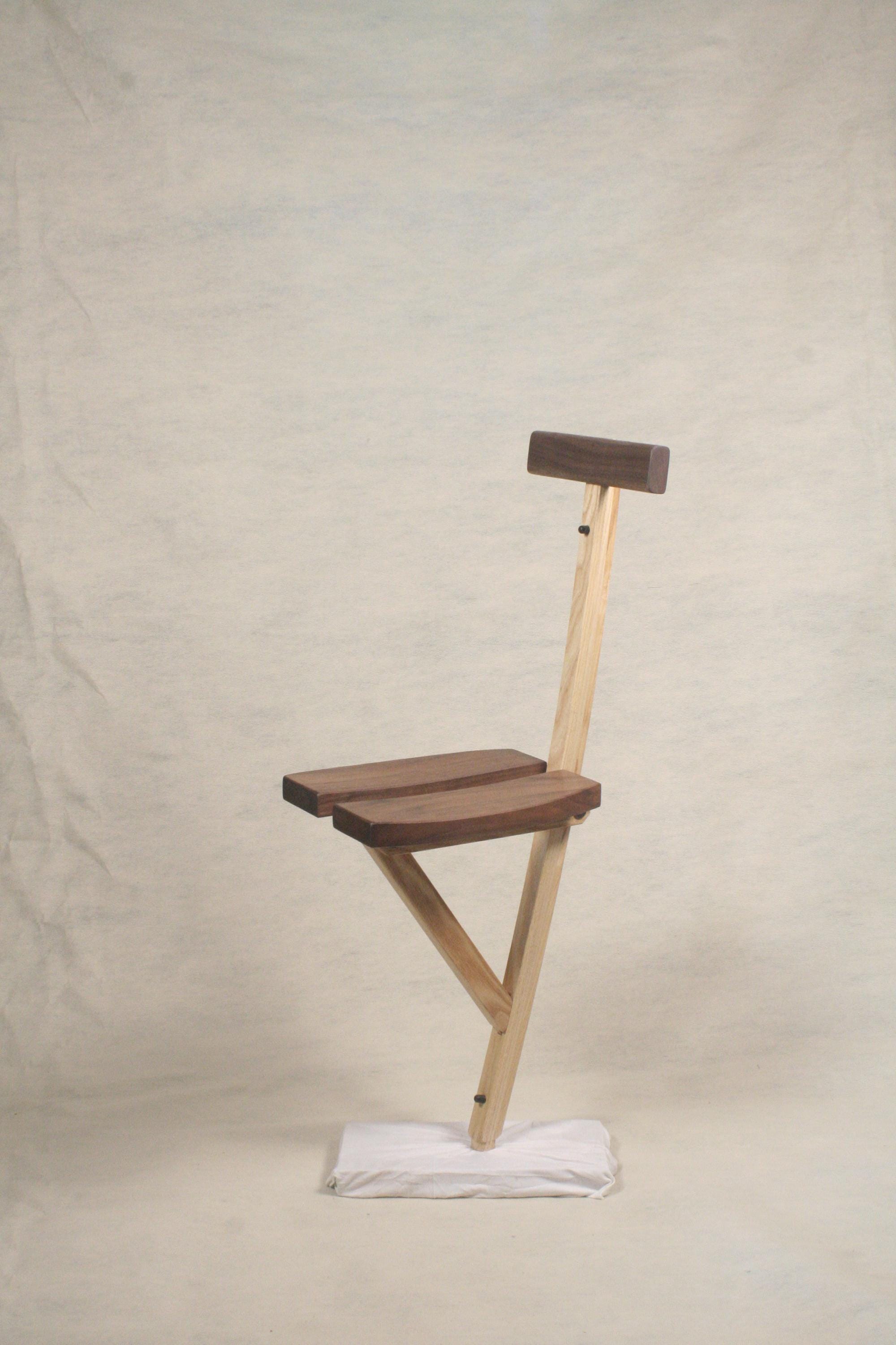 One-legged Folding Chair: Portable Walnut & Ash Stool - Etsy