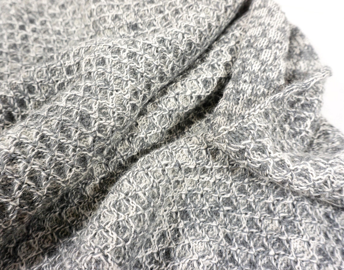 Gray Alpaca Knit Infinity Scarf Textured Knit Snood Unisex - Etsy