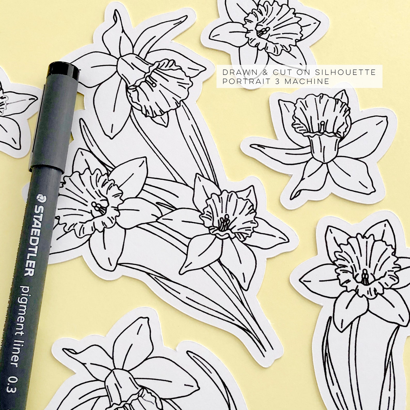 Daffodil Flower Single Line SVG File, Botanical Floral Clip Art ...