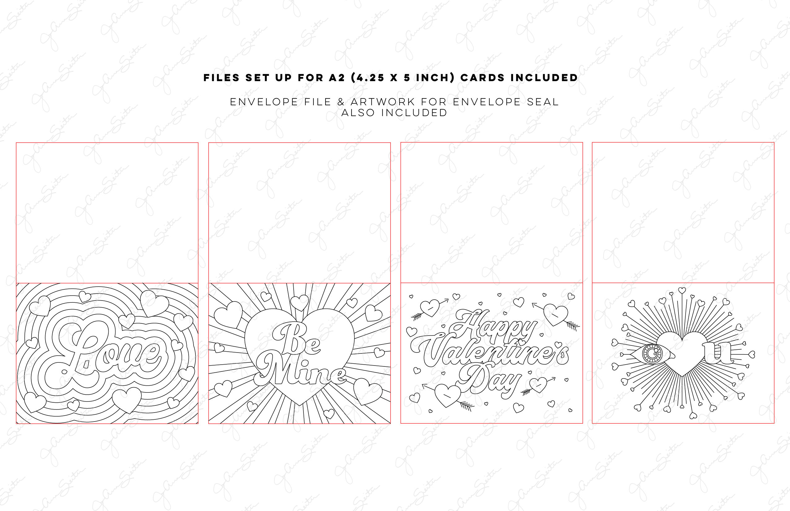 Valentine's Day SVG Files, Single Line SVG Art for Foil Quill and Pens ...