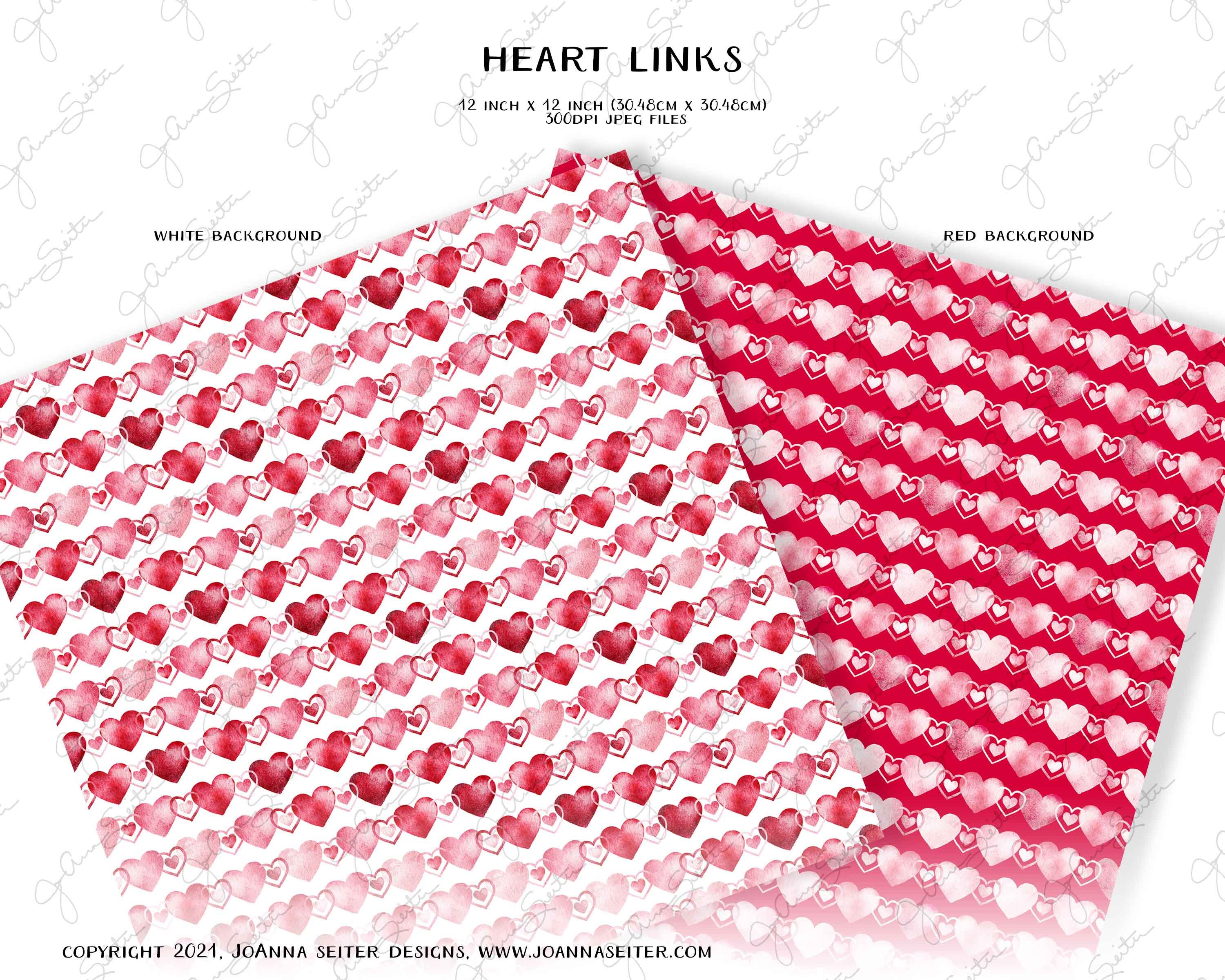 Valentine's Day Printable Paper Pack, Pink and Red Watercolor Heart ...
