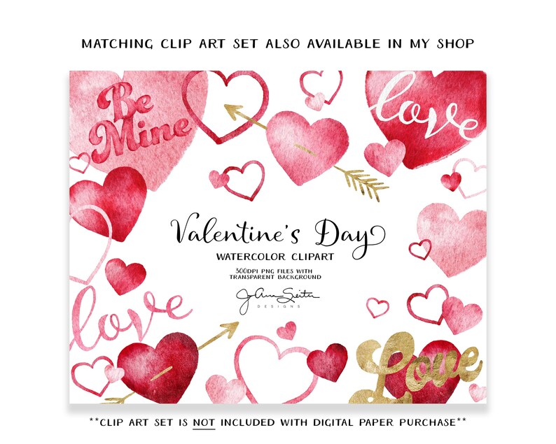 Valentine's Day Printable Paper Pack Pink and Red | Etsy